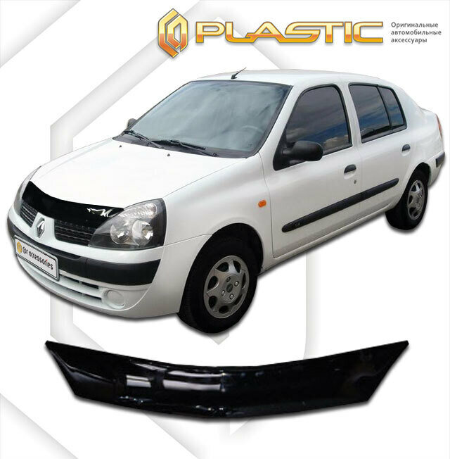 Дефлектор капота Renault Symbol 2006-2009 Черный глянцевый СА Пластик