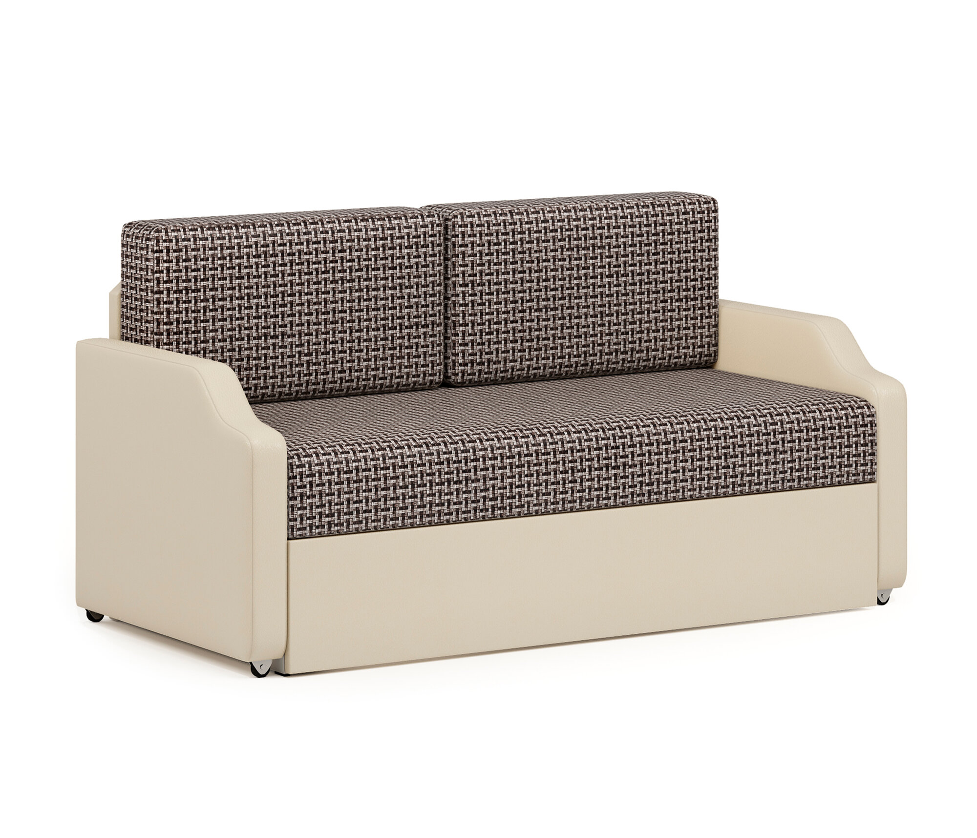 Диван Малыш раскладной механизм 148х69х66 см Корфу коричневый и экокожа беж