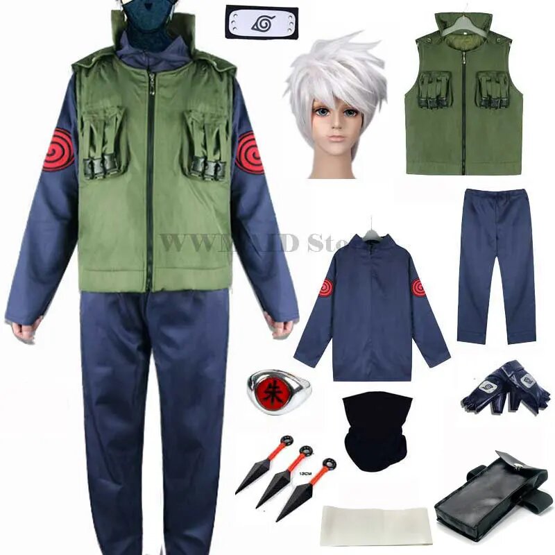 Какаши костюм для косплея зеленый XXL, Set 1