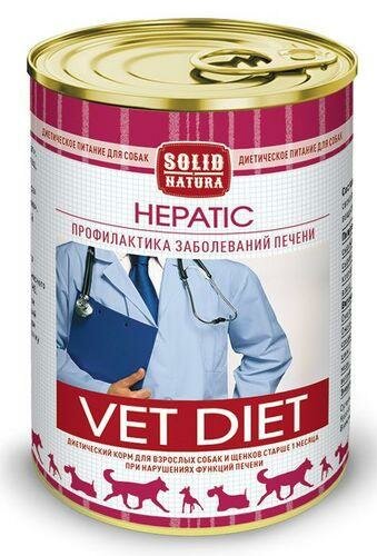 SOLID NATURA VET Hepatic диета для собак влажный 340гр