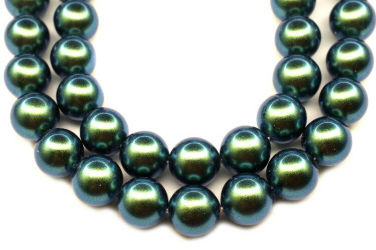 Жемчуг Preciosa Maxima, цвет pearlescent peacock green, 12мм, 704-036, 2шт