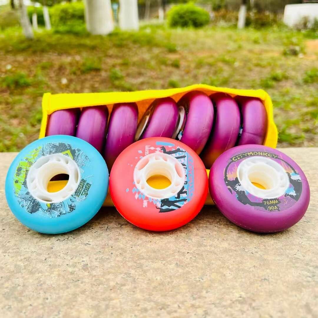 8 колес City Monkey 76мм, жесткость 90а. Цвет синий.