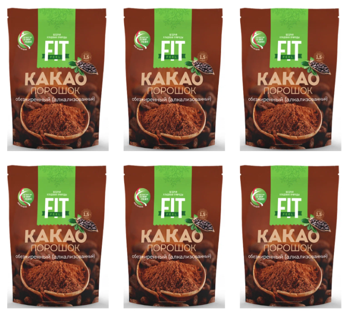 Какао-порошок FitFeel обезжиренный, 150 гр, 6 уп
