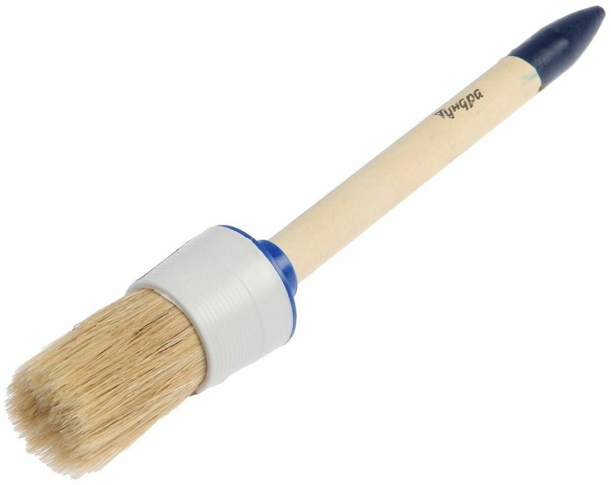 Кисть круглая тундра, натуральная щетина, деревянная рукоятка, № 10, 40 мм