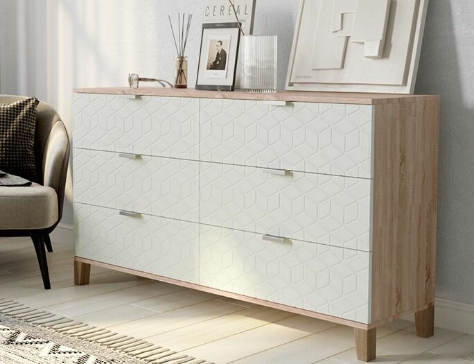 Комод для одежды 4Home Марвин-7 140х40х80 см с ящиками, на ножках, комод под телевизор в спальню, комод в прихожую