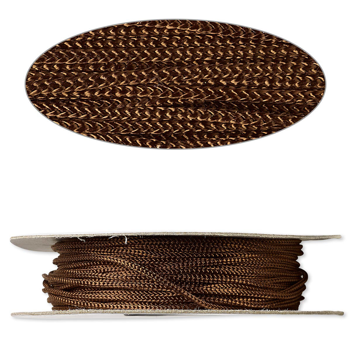 Шнур синтетический нейлоновый, около 2мм, плетеный, коричневый, 5 метров