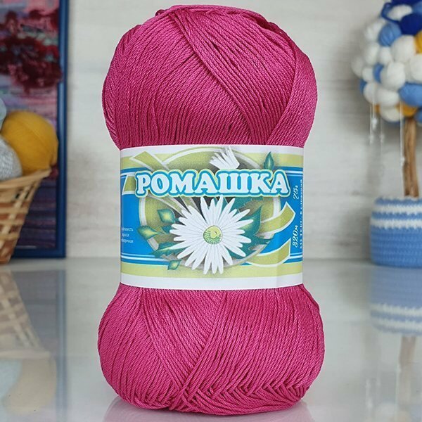 Пряжа ПНК им. Кирова ромашка 1506 фуксия (4 мотка)