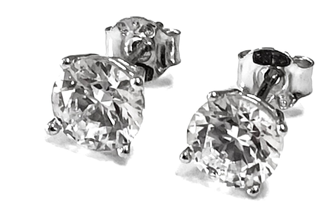 Серьги пусеты, серебро, 925 проба, родирование, фианит