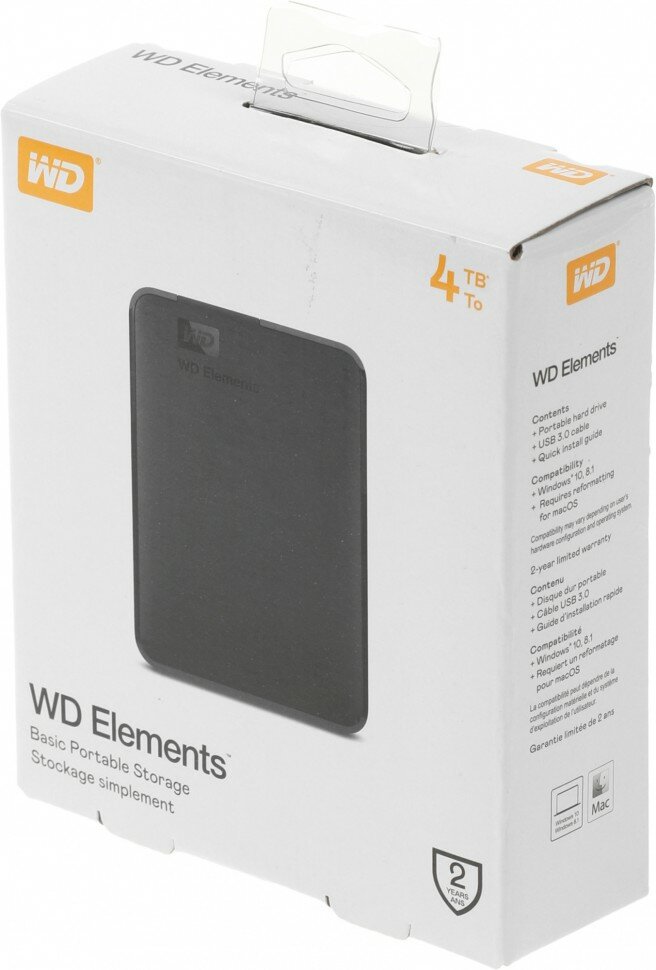 Жесткий диск WD USB 3.0 4Tb WDBU6Y0040BBK-WESN Elements Portable 2.5" черный