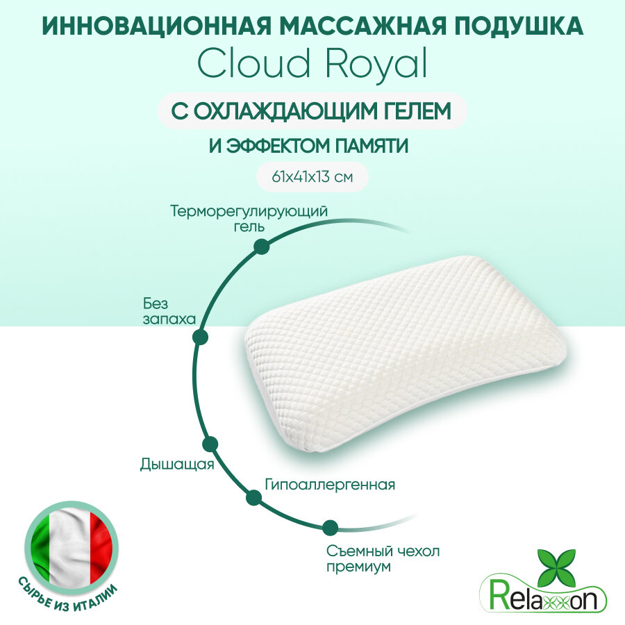 Анатомическая подушка с эффектом памяти Relaxxon Cloud Royal охлаждающая массажная