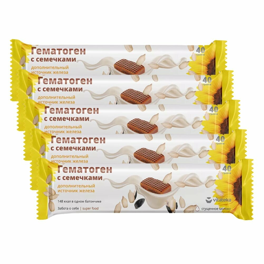 Гематоген Vitateka с семечками 40 гр. х 5 шт.