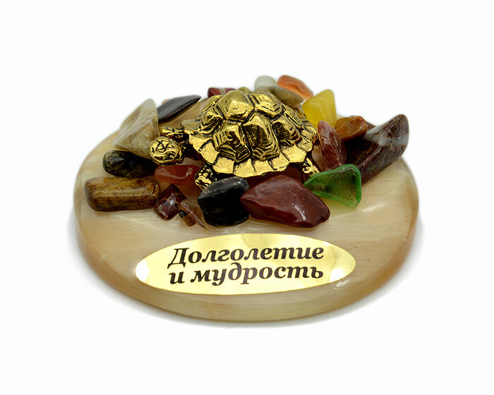Композиция из селенита и самоцветов Черепашка малая 55*50*23мм