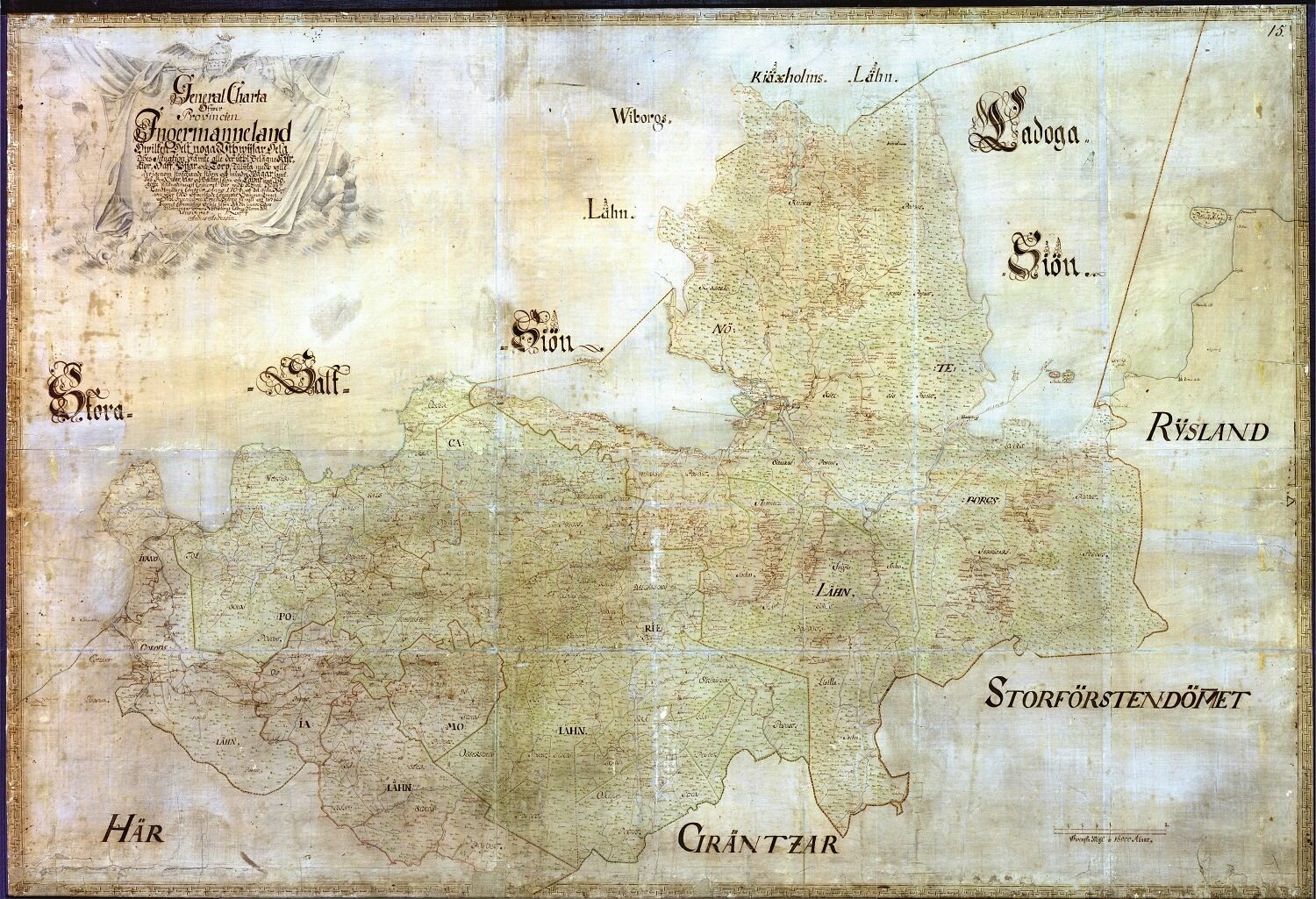 Старинная карта Ингерманландия 1695г шведская карта размер 330x225 cм