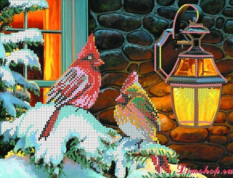 Рисунок на ткани "картины бисером" для вышивки бисером арт. S-003 "На огонек" 30х40 см