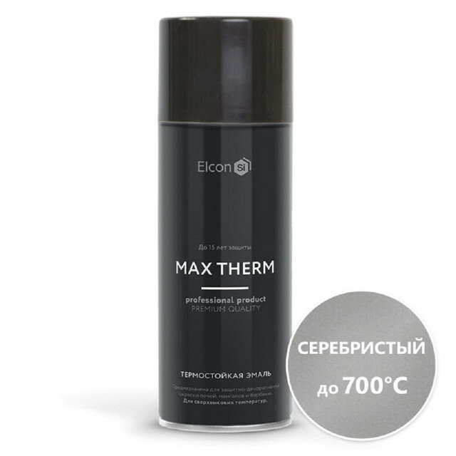 Эмаль термостойкая ELCON для печей 520мл серебристая, арт.00-00002966