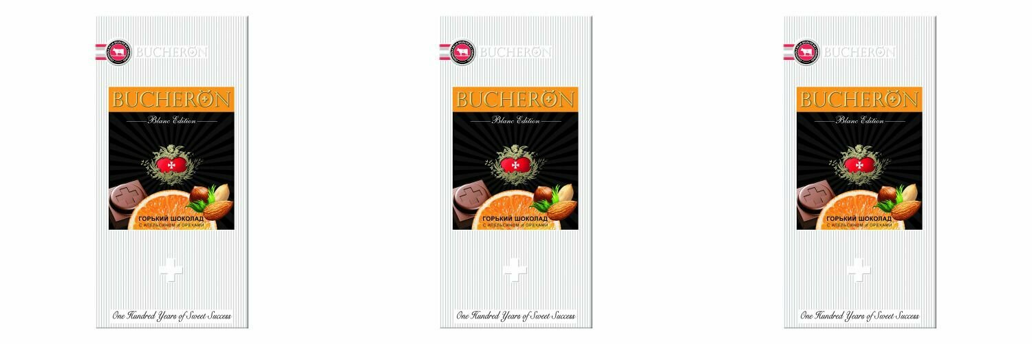 Bucheron Шоколад горький Blanc Edition, с Апельсином и Орехами, 85 г, 3 шт