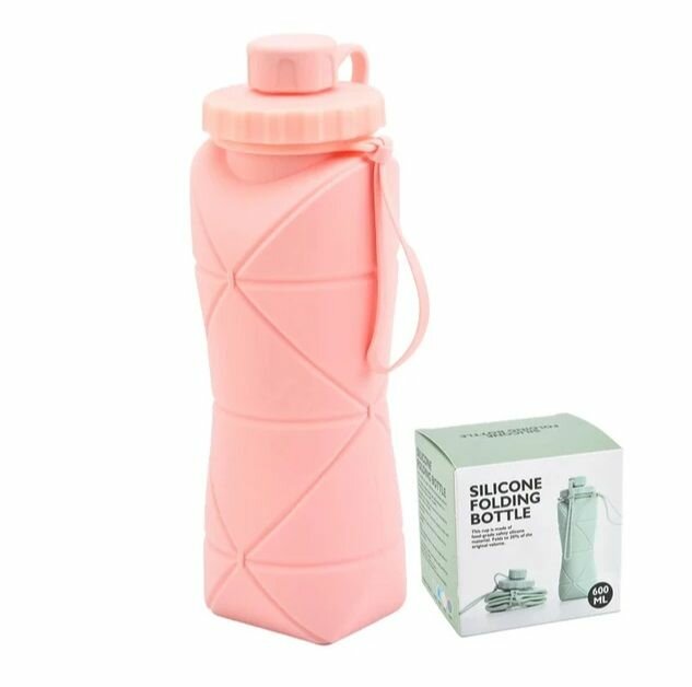 Бутылка складная для воды, для путешествий и туризма 600 мл. из силикона