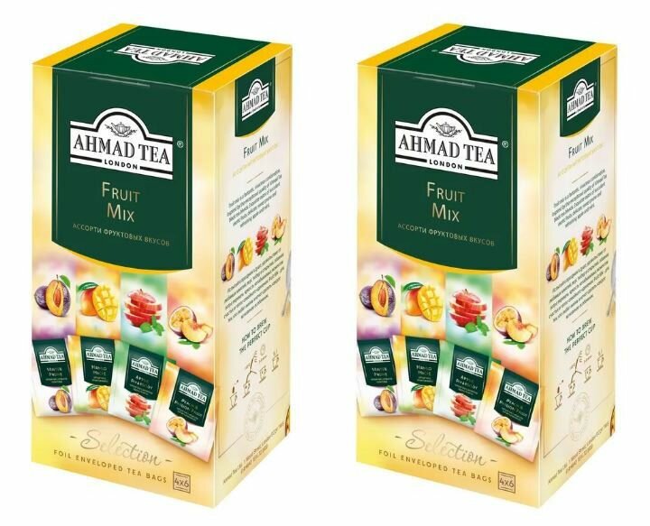 Ahmad Tea Чай в пакетиках Fruit Mix ассорти, 24 пакетиков по 1,5 г, 36 г, 2 уп