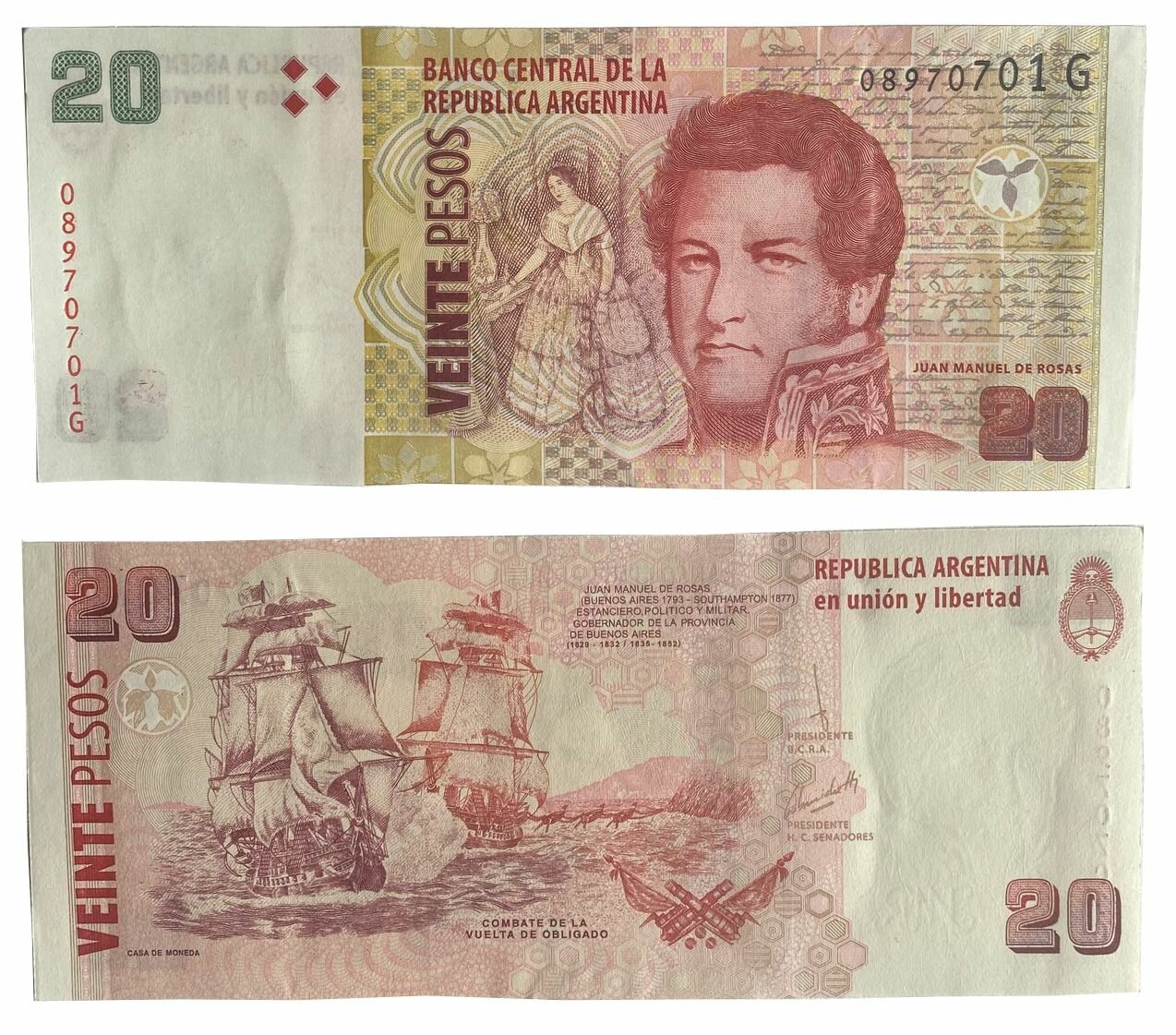 Аргентина 20 песо 2003 года UNC