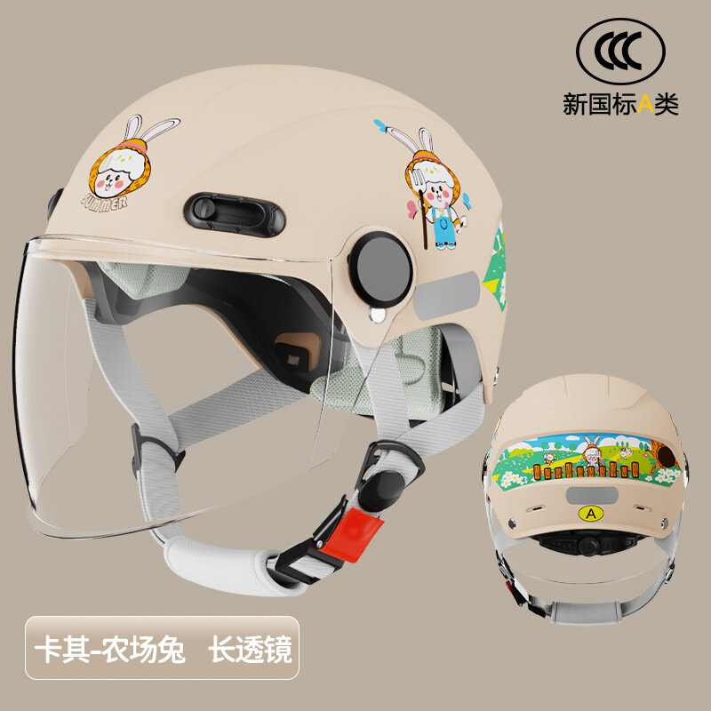 Шлем мотоциклетный, для детей, с аккумулятором, цвет хаки