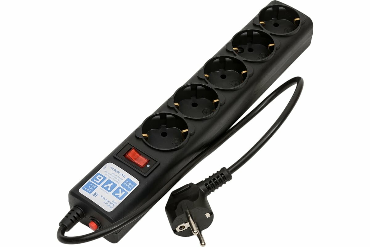 Power Cube Фильтр-удлинитель 0,5 м 5 розеток (черный графит) 10а/2,2квт, SPG5-С1