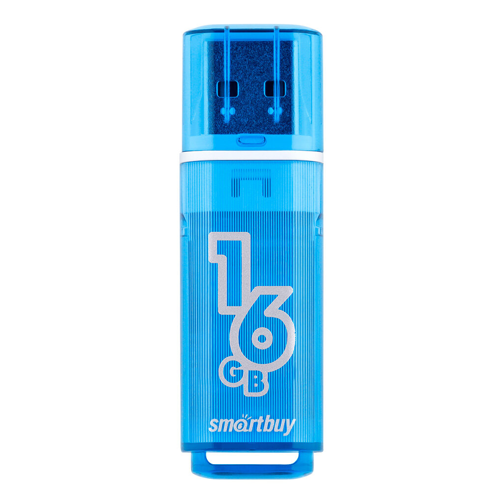 USB накопитель, флешка 16 Гб, Smartbuy Glossy series Blue, USB 2.0, голубой, SB16GBGS-B.