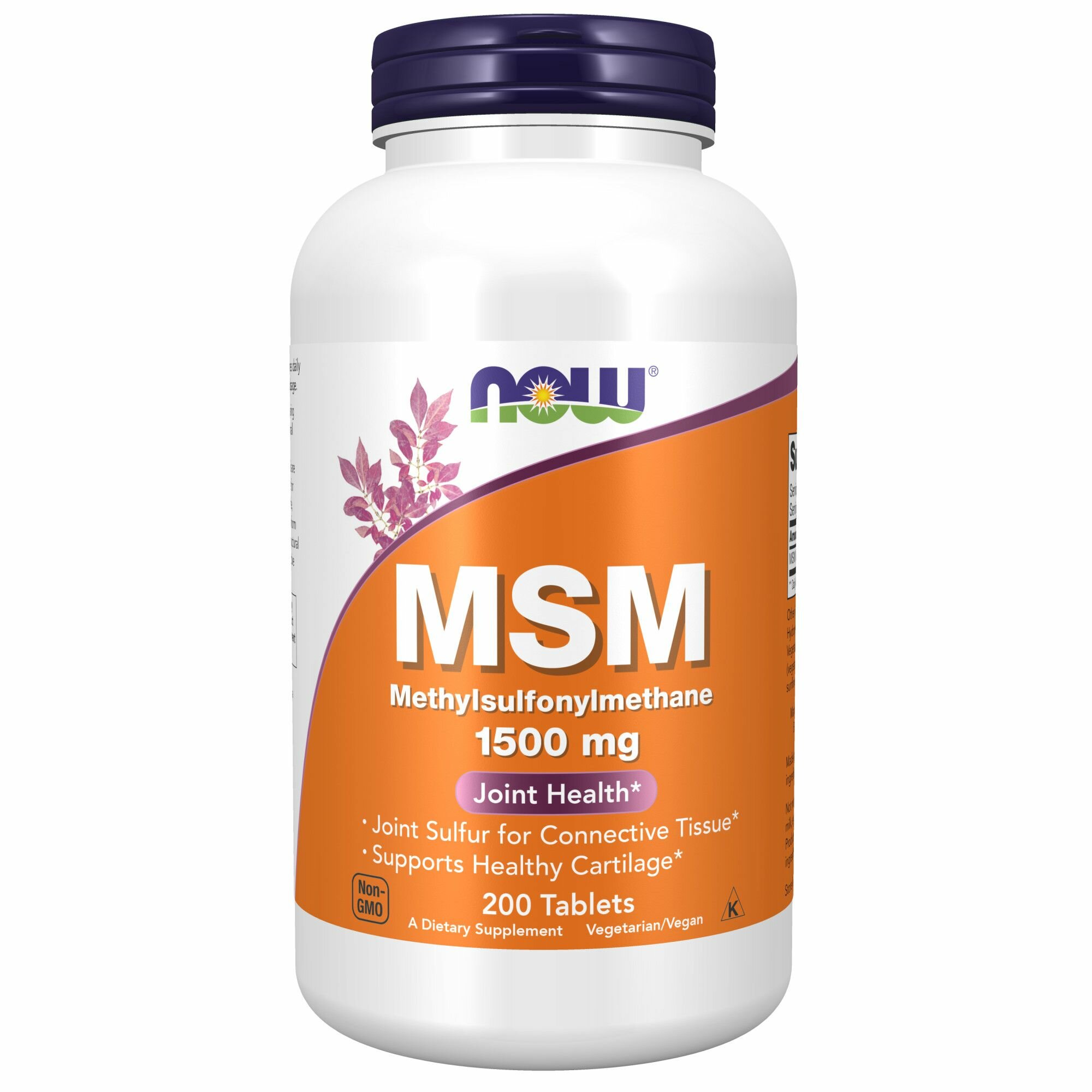 NOW MSM 1500 mg, МСМ для суставов и связок, волос, кожи и ногтей, 200 таблеток
