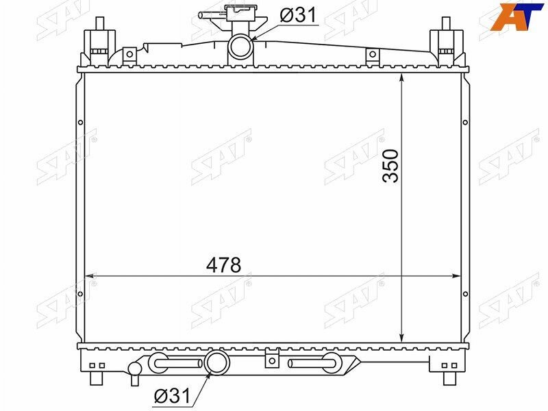 . SAT Радиатор охлаждения двигателя для Toyota Vitz 99-05 / Echo 99-05 / Platz 99-05 / Yaris 99-05