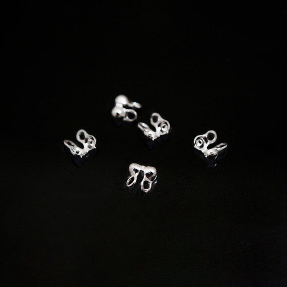 Концевики 4х2.5мм, Корея, каллоты, симметричные, боковые, базовый материал - латунь, под родий, пара