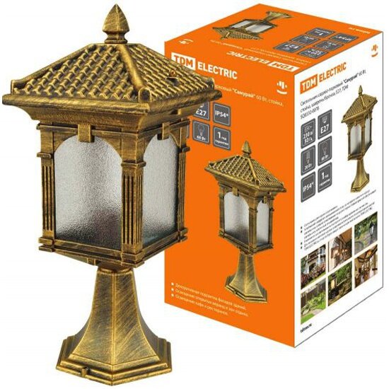 Уличный настенный светильник Tdm Electric Самурай 60 Вт, стойка, шагрень/бронза, Е27, SQ0330-0078