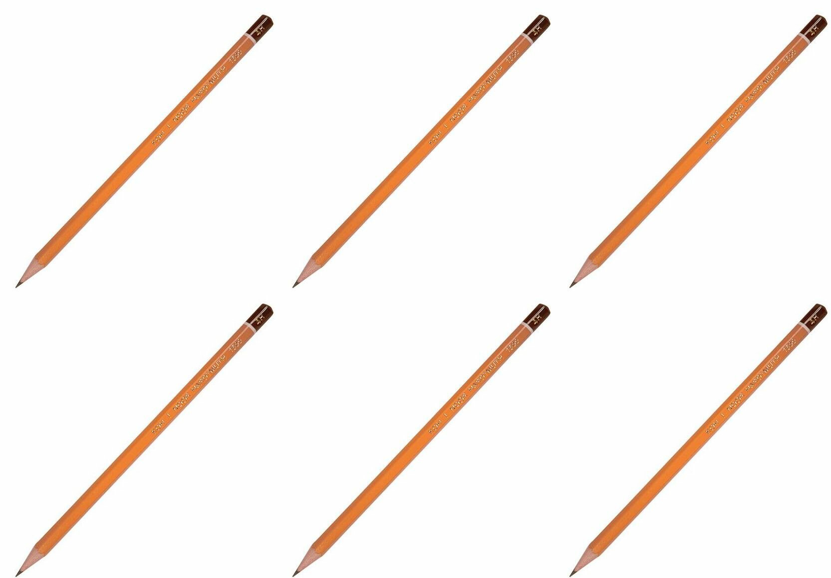 KOH-I-NOOR Карандаш чернографитный 1500 4H, заточенный, 6 шт