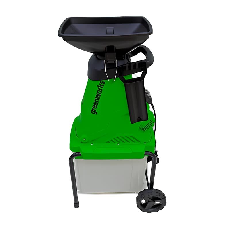 Измельчитель садовый электрический Greenworks GW-2800SD с контейнером, 2800Вт, зеленый