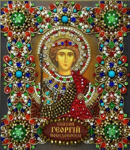 Набор для вышивания Хрустальные грани #Ии-36 Георгий Победоносец, Вышивка бисером, 16.5 х 19 см