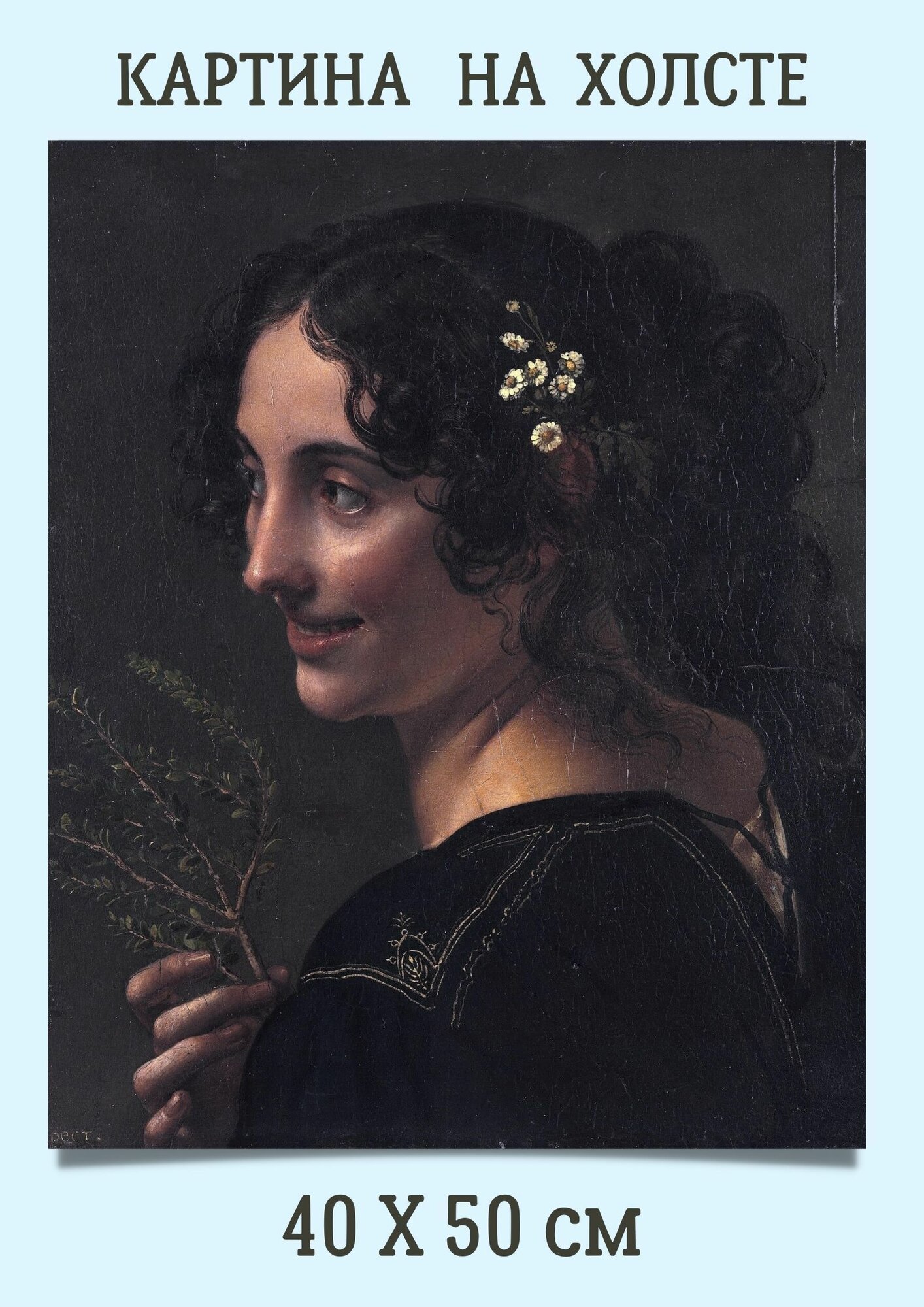 Картина на холсте 50х40 Орест Адамович Кипренский - Цыганка с веткой мирта в руке