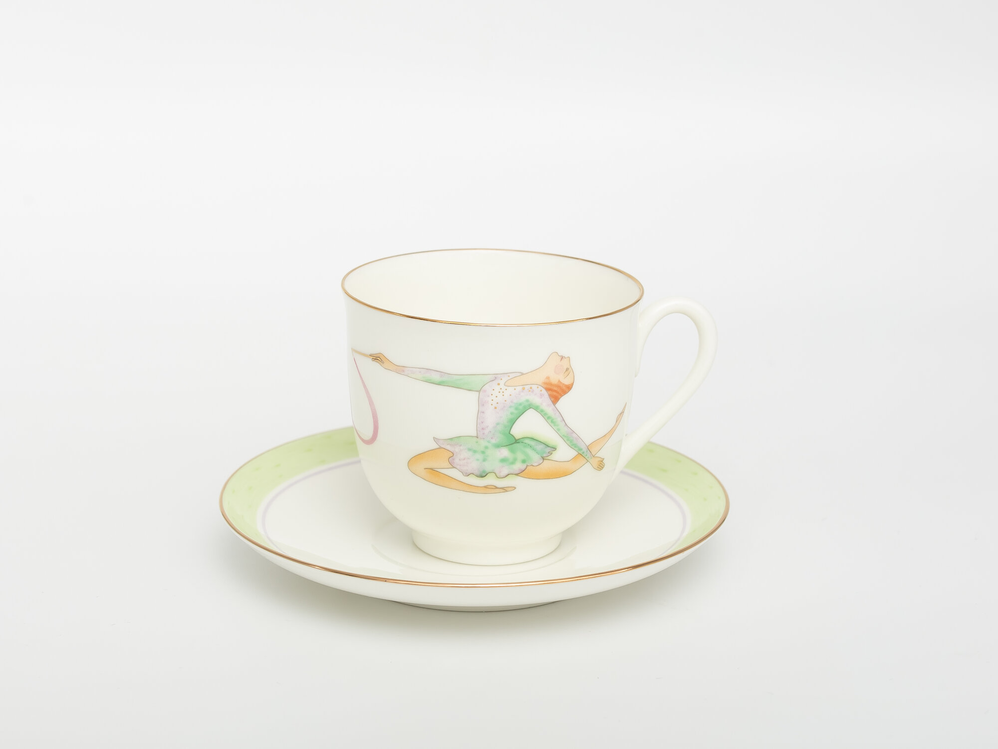 Чашка с блюдцем кофейная Художественная гимнастика. Лента Ландыш