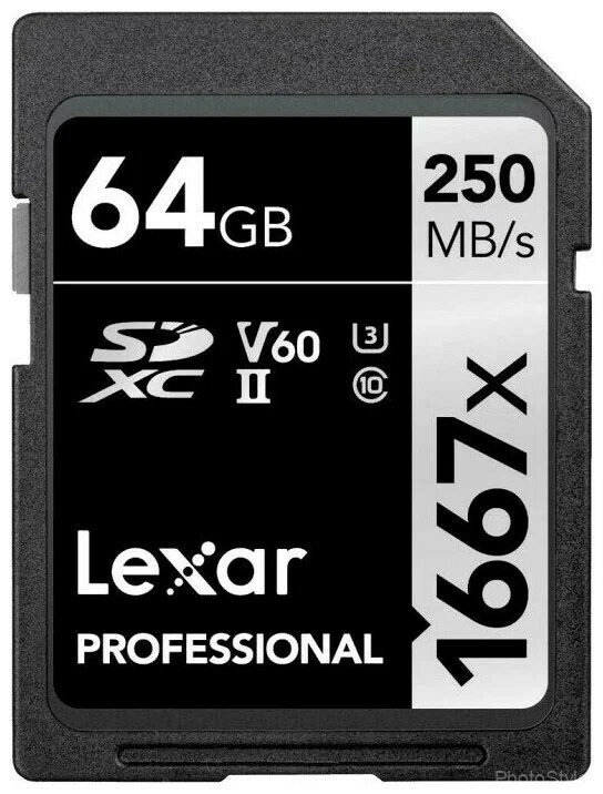 Карта памяти Lexar Professional 1667x SDXC UHS-II U3 V60 (250/120 MB/s) 64 GB