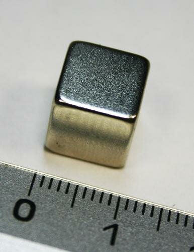 Магнит прямоугольный -086- 10x10x10mm N38 (3,8кг.), неодимовый