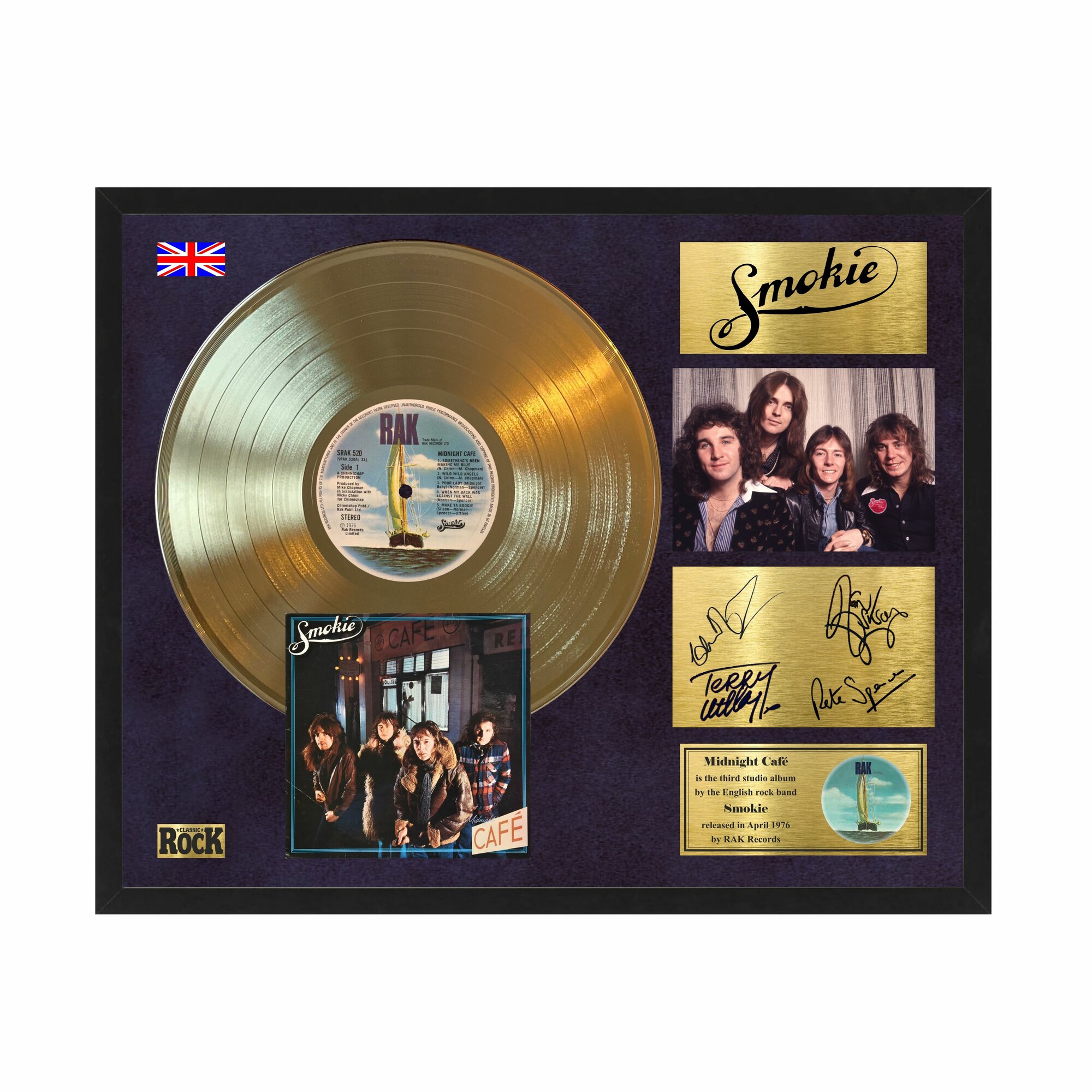 Smokie midnight cafe золотой винил с автографом в рамке
