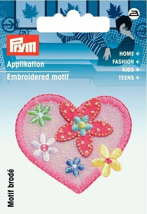 Аппликация Сердце розовое с цветами 4,5х5,1см PRYM 925481