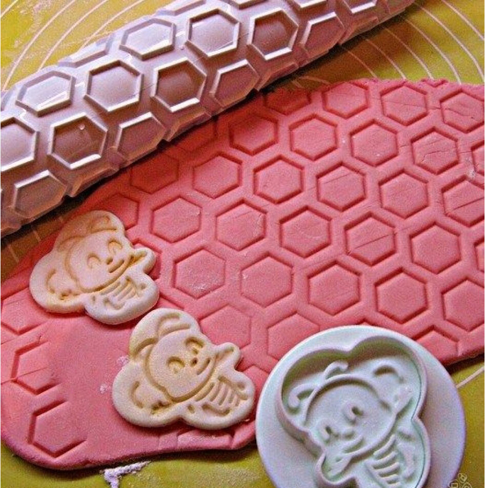 Скалка для мастики и марципана Ромбики (Набор из 2 шт.)