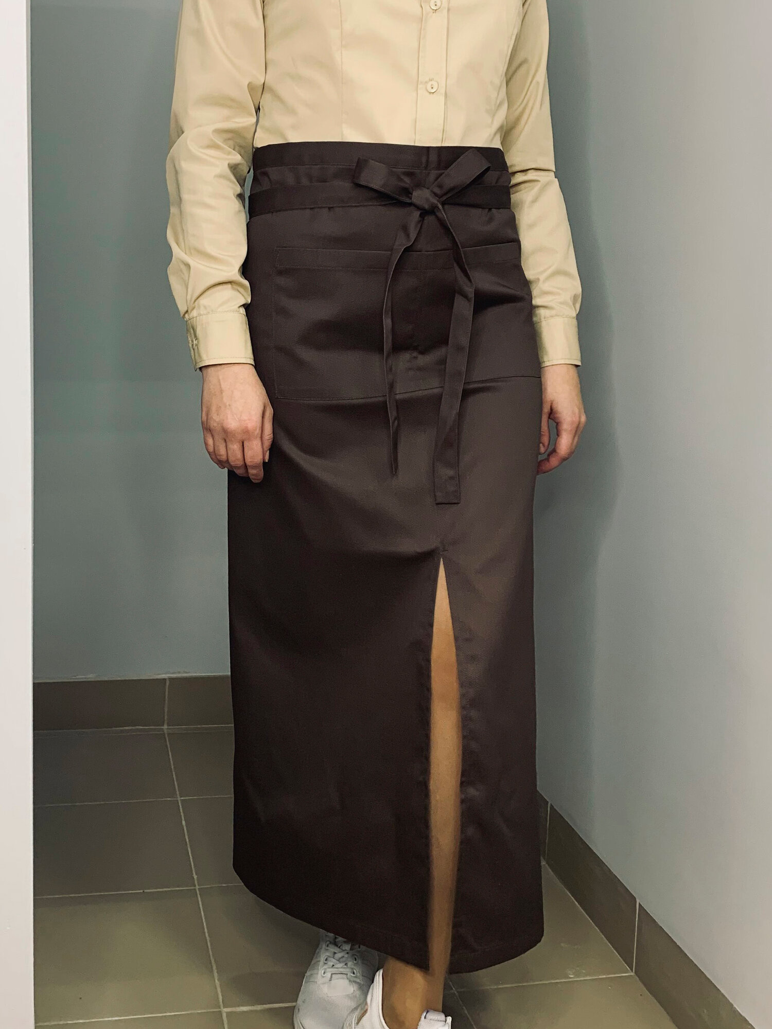 Фартук коричневый для официанта поясной 90 см KREATEX / креатекс