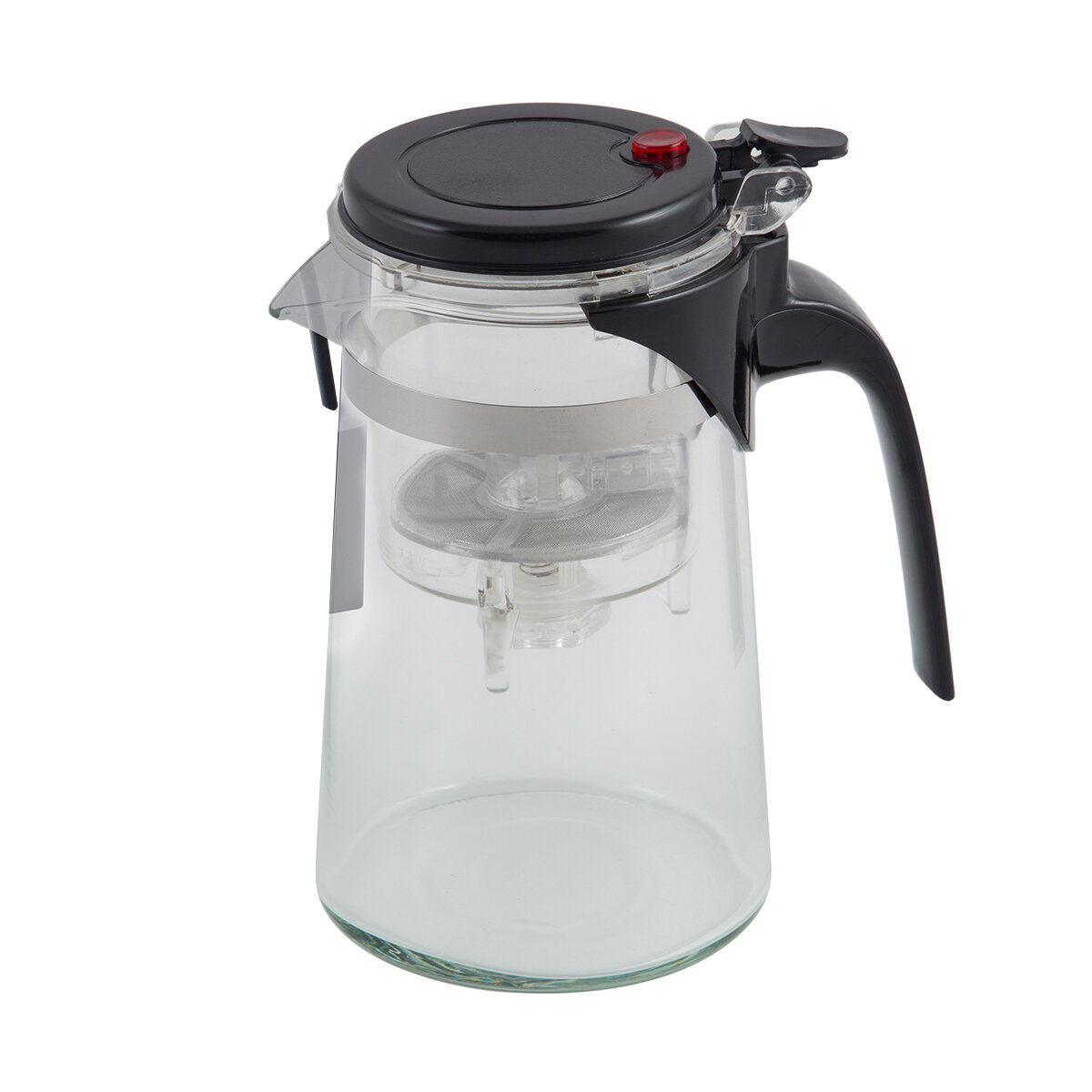 Чайник Mallony Gung Fu 004533, заварочный, с кнопкой, 0.7 л, стекло/полипропилен, черный