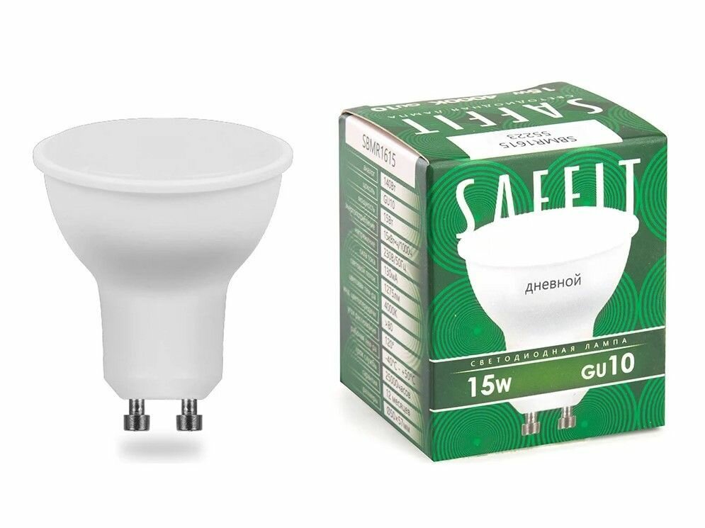 4шт/уп. Лампа LED Рефлектор 15Вт 230B PAR16 GU10 1275Лм 6400К Свет Холодный белый арт. 55223 Saffit, уп. 4шт