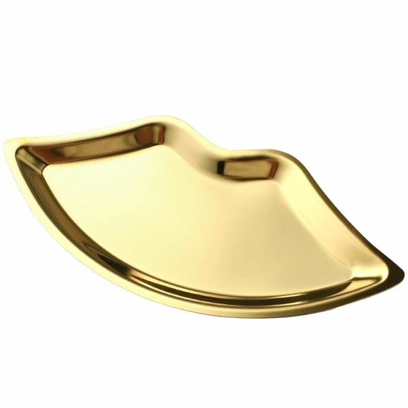 Коробка для хранения, Липкий поддон для ювелирных изделий в форме губ - золотой