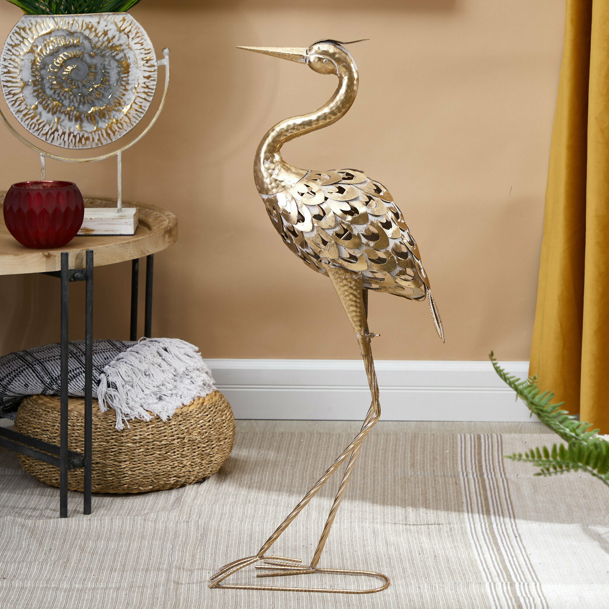 57-240 Декор напольный Журавль 36х16х78см, Железо, золотистый, Glasar