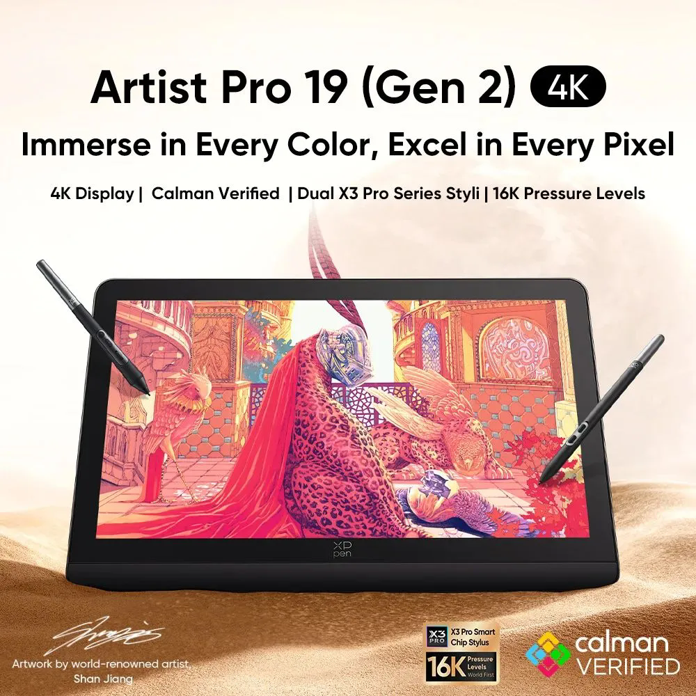 Графический планшет XPPen Artist Pro 19, экран 4K, A3, 16 млн цветов, Bluetooth, чёрный