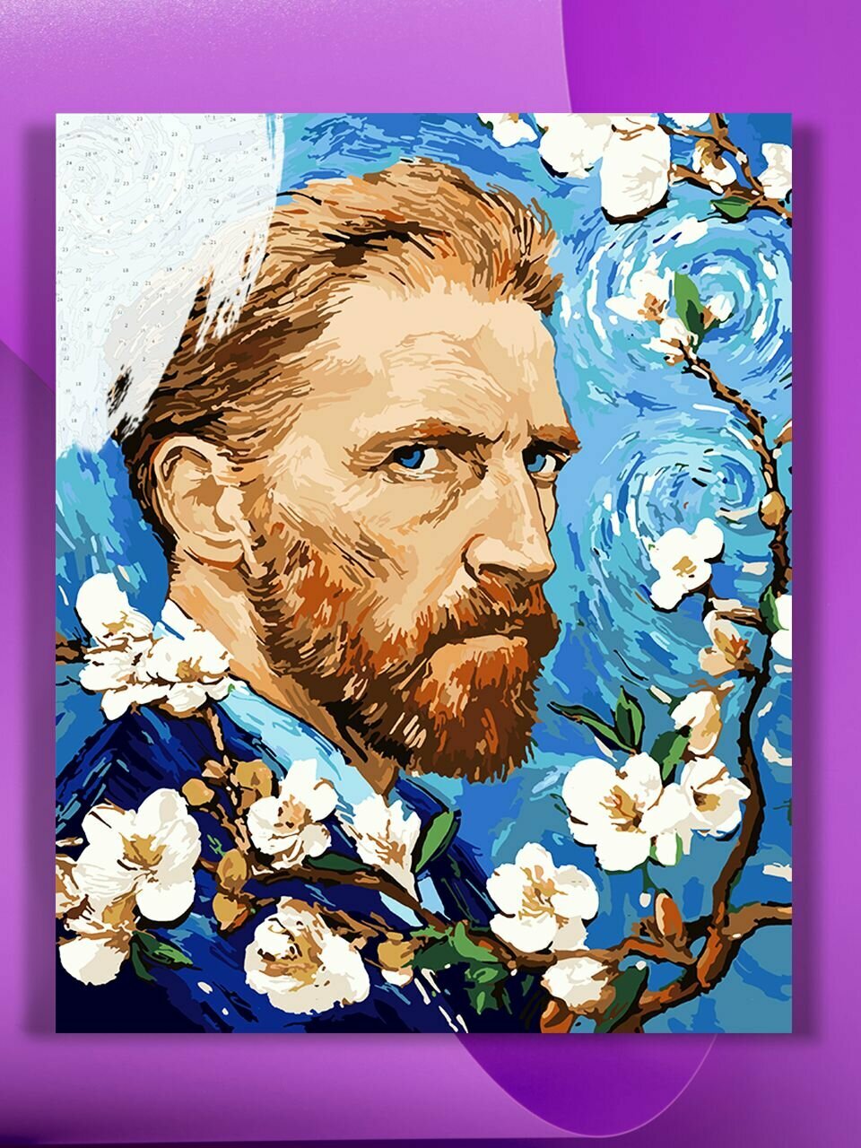 Картина по номерам на холсте Ван Гог в цветах миндаля, 40 х 50 см