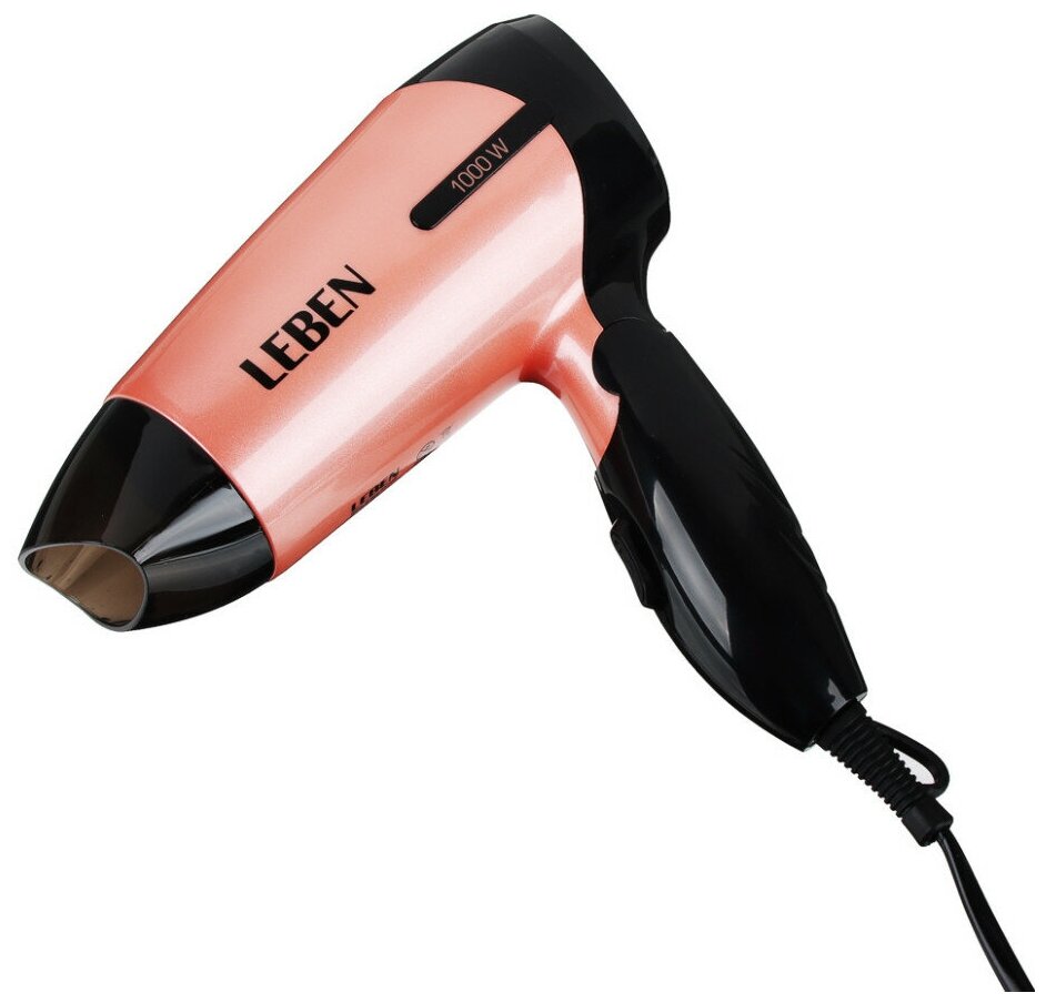 Фен для волос дорожный, 1000Вт, складная ручка, Leben 259-168