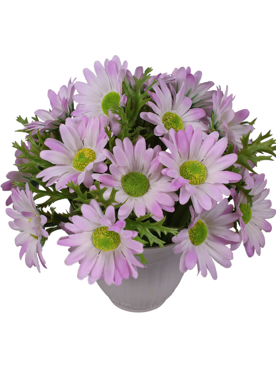 Искусственная хризантема Holodilova, в кашпо, сиреневая, 20x10x10 см