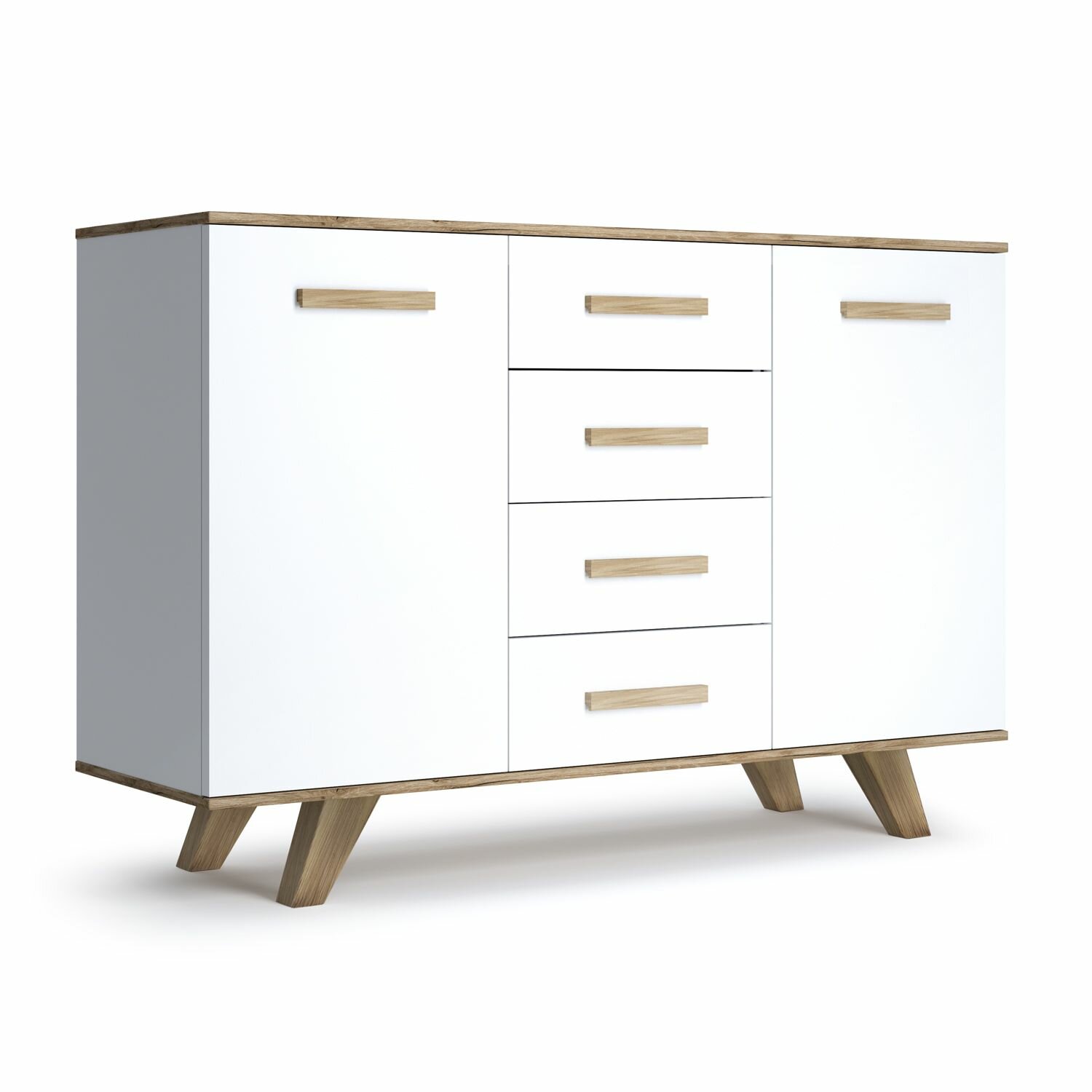 Вега скандинавия Комодино Белый, Дуб Каньон, глянец белый (Кураж)